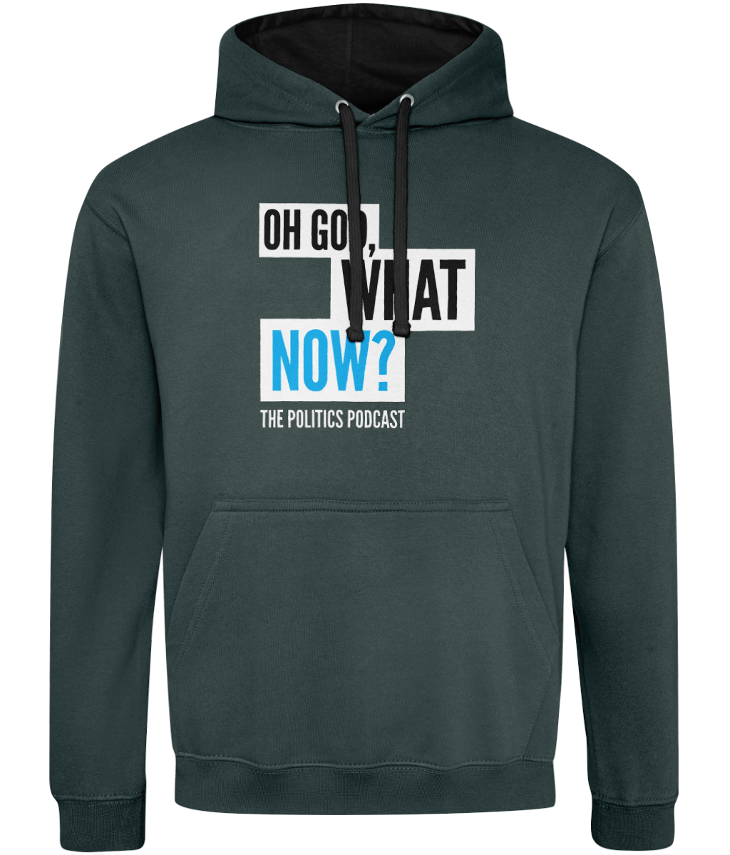 Oh God What Now? – Logo Blue on Grey/Black – Hoodie – PodMarket